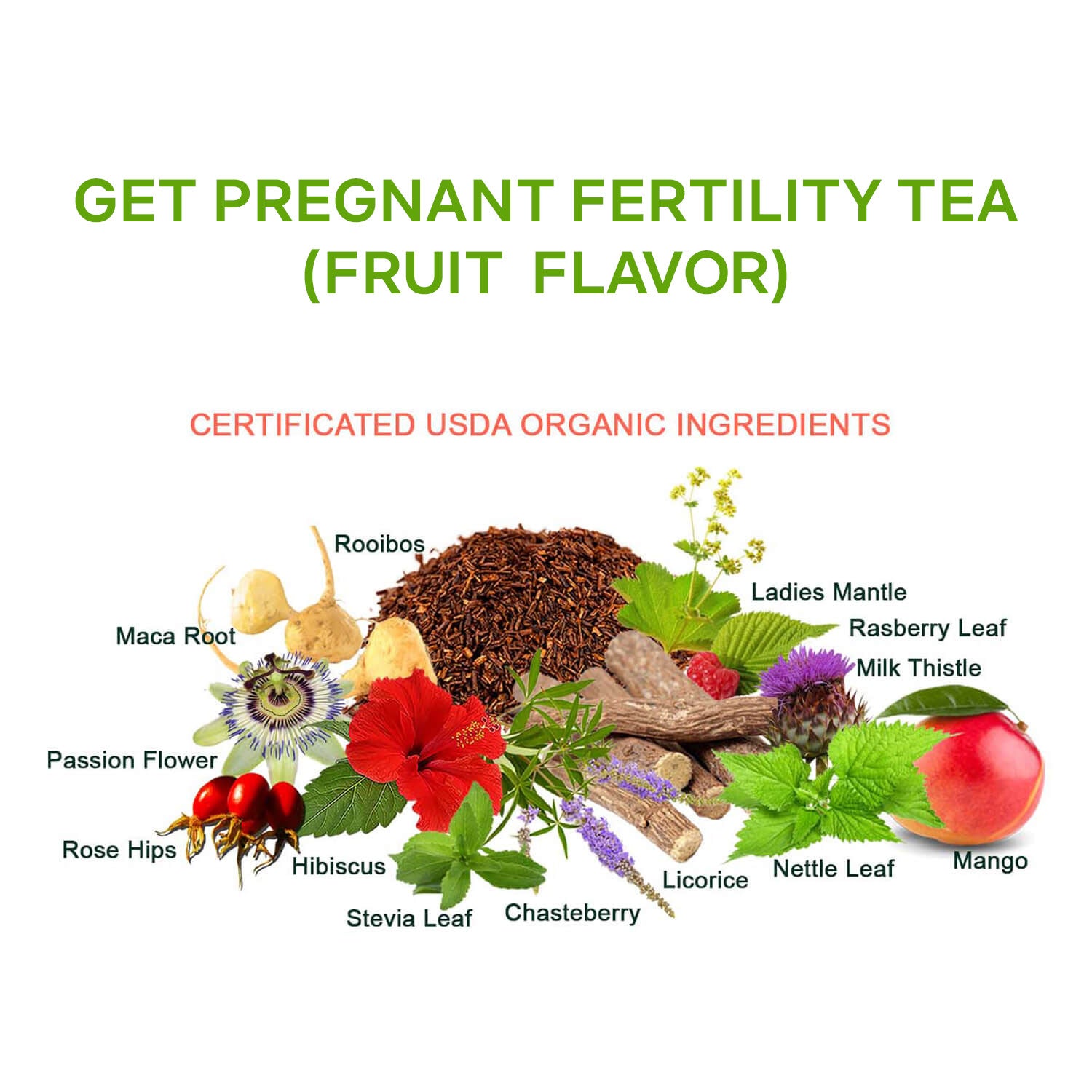 Get Pregnant Fertility Fruits Tea - Organic Herbal Blend for Women's ...