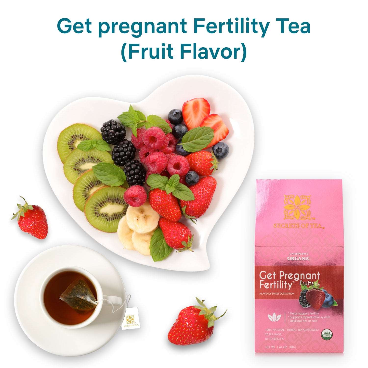 Get Pregnant Fertility Fruits Tea - Organic Herbal Blend for Women's ...